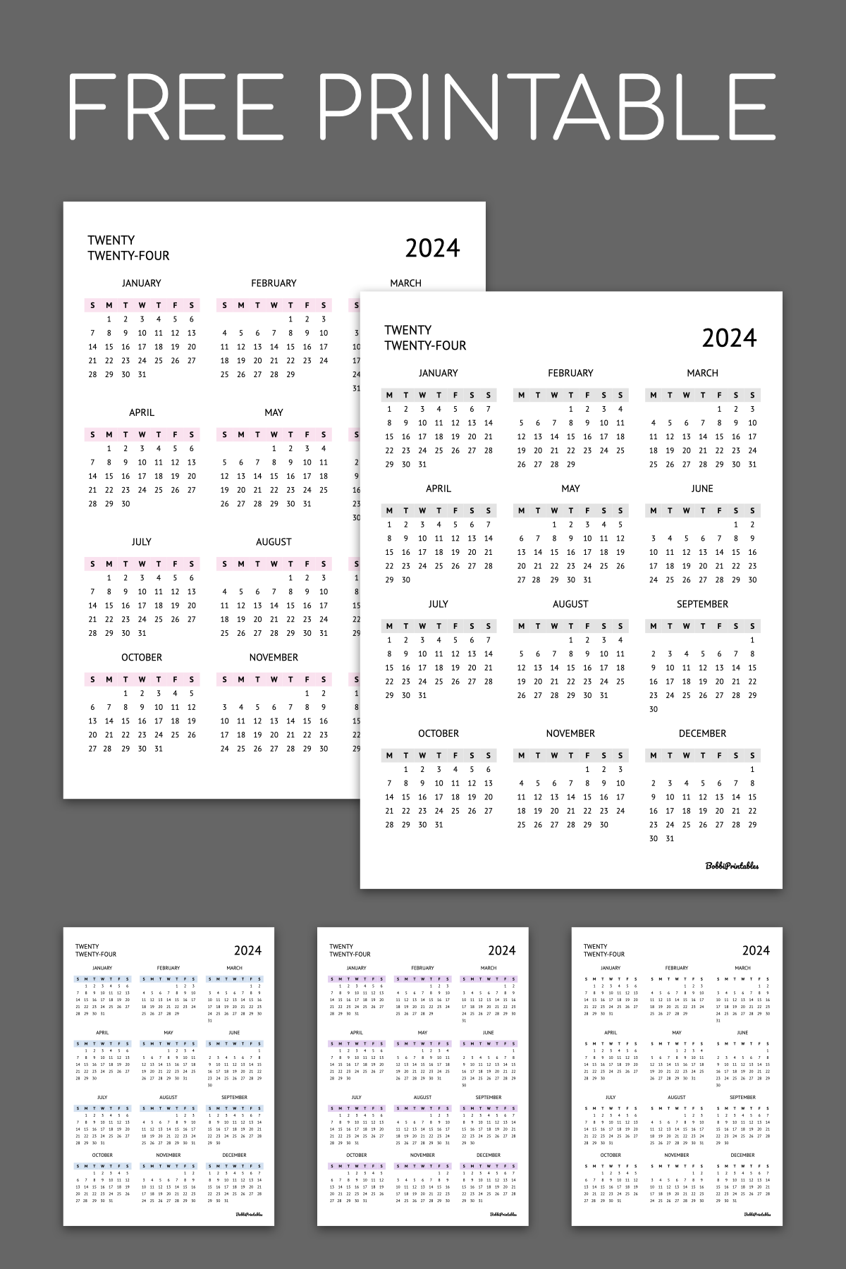 2024 Year At A Glance Calendar Free Printable Digital Insert
