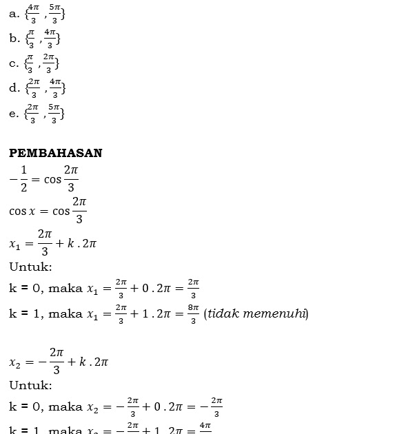 Himpunan Penyelesaian Dari Cos X 12 Fisika And Matematika