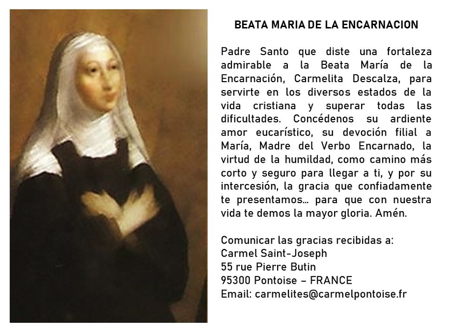 Maria De La Encarnacion Beata Santidad Carmelitana Cuando Los