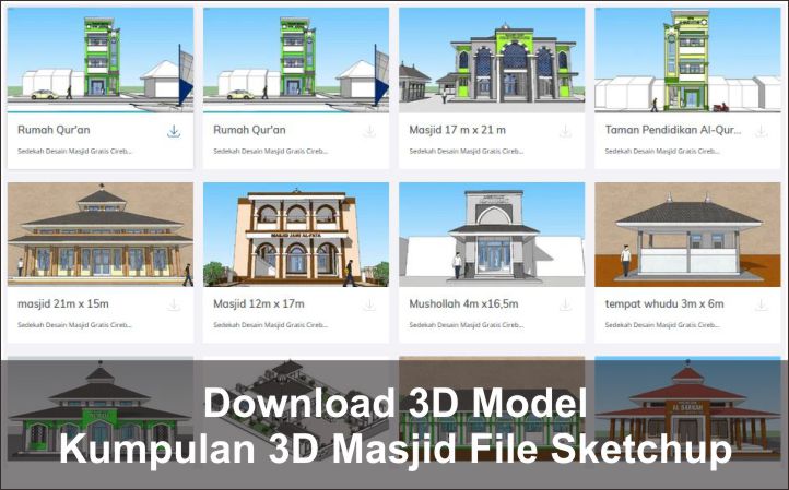 Download Kumpulan 3d Desain Masjid Lengkap File Sketchup Non Komersial