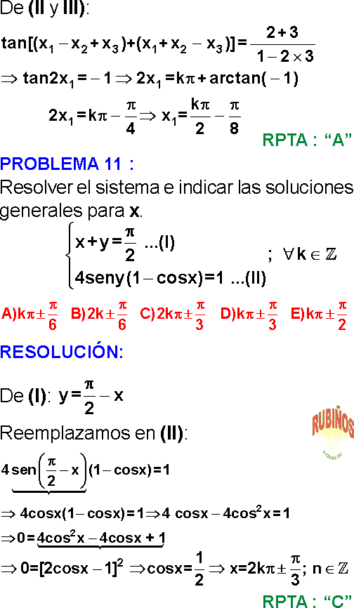 Sistema De Ecuaciones TrigonomÉtricas Ejercicios Resueltos Pdf