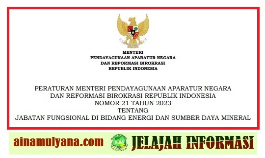 Permenpan Nomor 21 Tahun 2023 Tentang Jabatan Fungsional Di Bidang