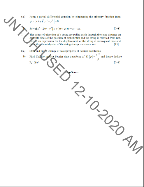 Jntuh Btech Mathematics Ii October 2020 Question Paper University