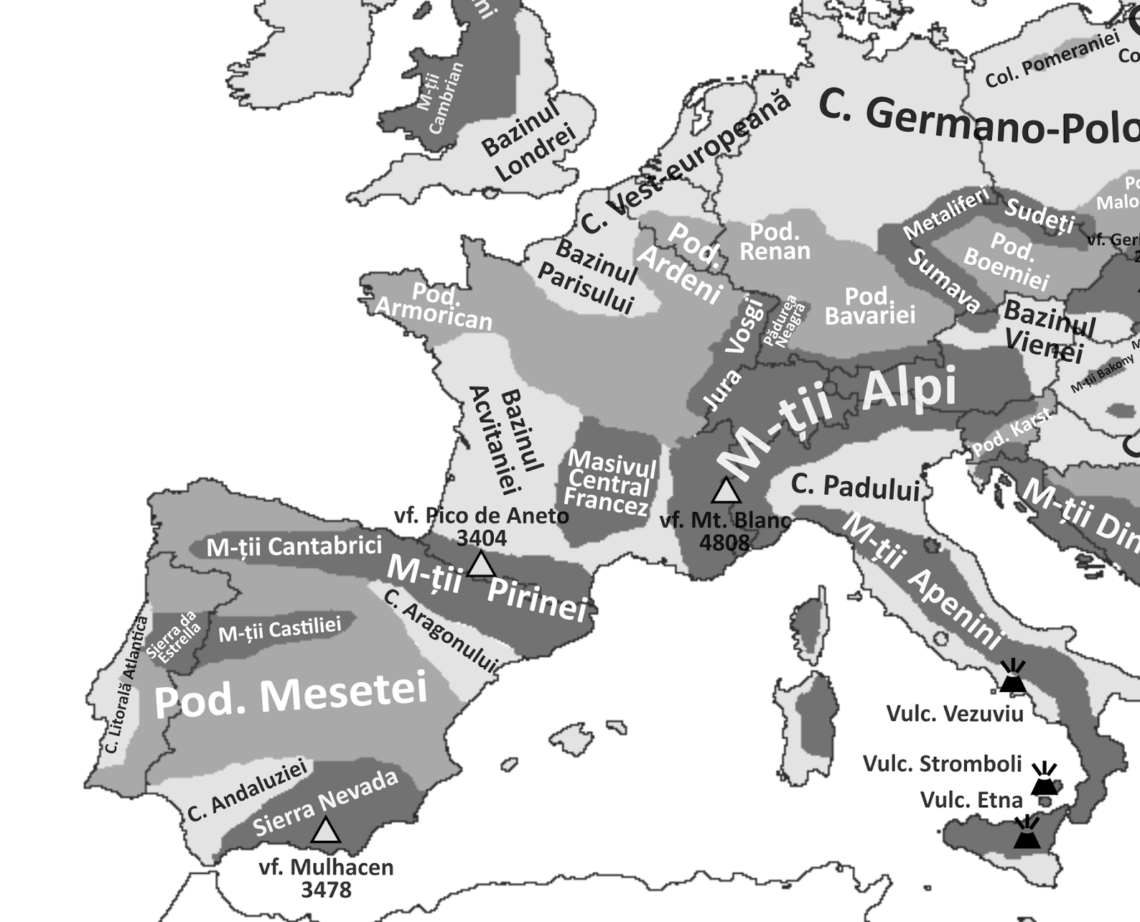 Geografilia Hartă Bac Unitățile Majore De Relief Din Europa