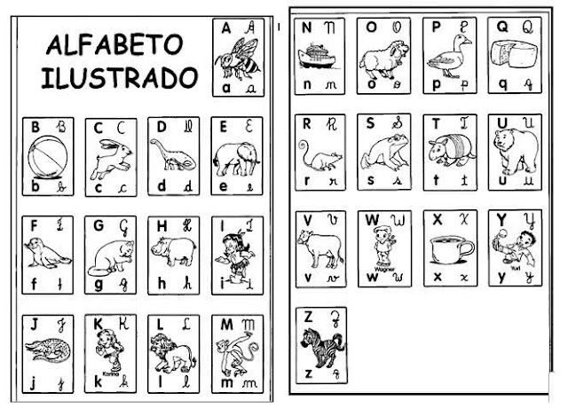 Alfabeto Para Colorir Ilustrado Imprimível Ver E Fazer