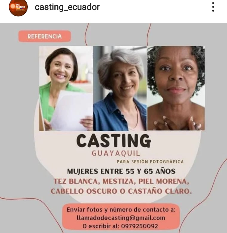 Casting Call Guayaquil Se Buscan Hombres Y Mujeres Entre 55 Y 65 Años