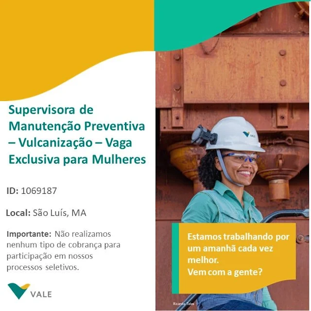 Supervisora De ManutenÇÃo Preventiva VulcanizaÇÃo Vaga Exclusiva