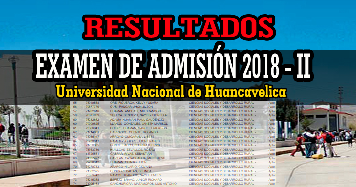 Resultados Examen De Admisión Universidad Nacional De Huancavelica 2018