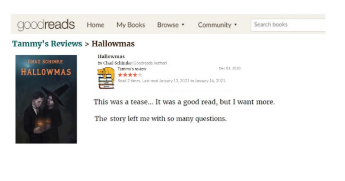 Author Chad Schimke Review Of Hallowmas By Tammy