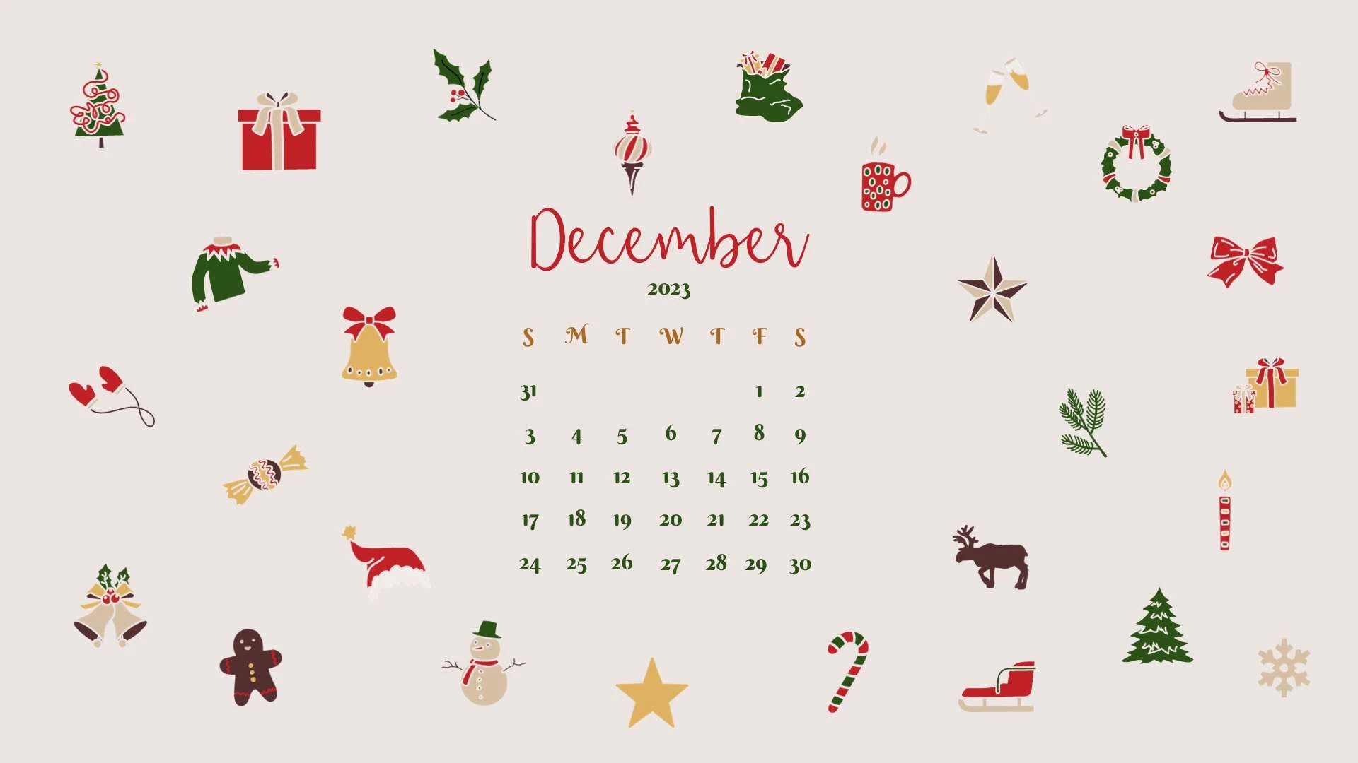 December 2023 Calendar Desktop Wallpapers