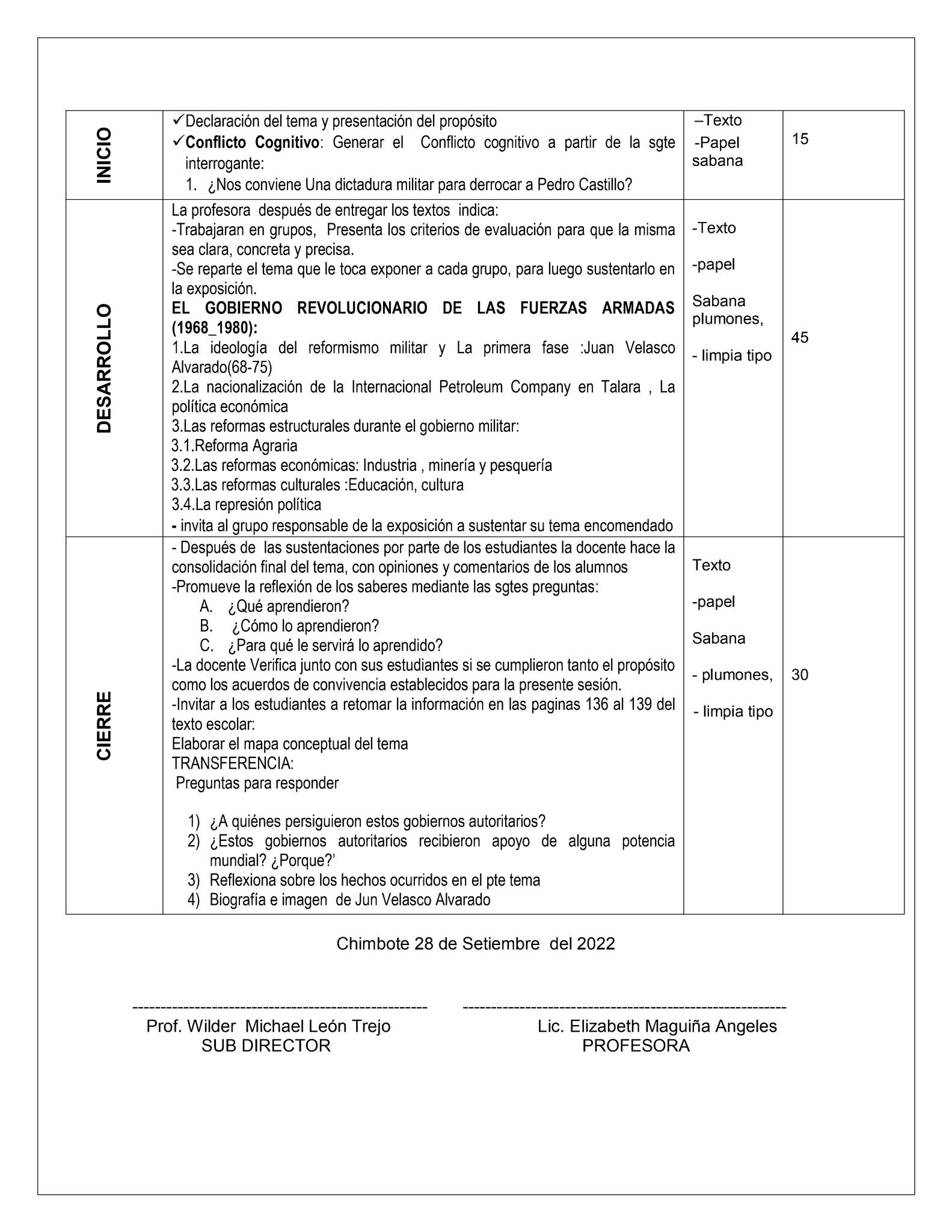 Sesión De Aprendizaje Secundaria ~ Ministerio De Educación Del Perú