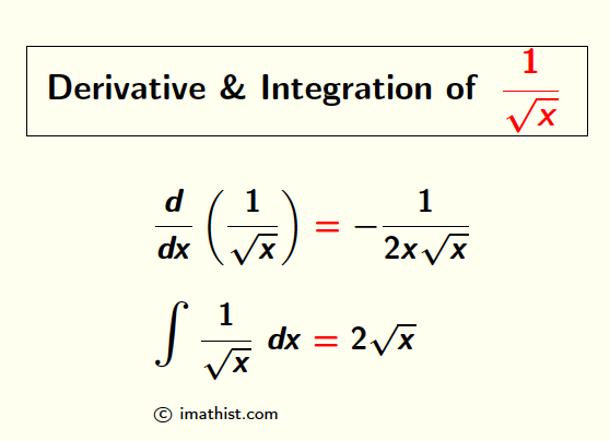 Derivative Of 1 By Root X Integration Of 1rootx