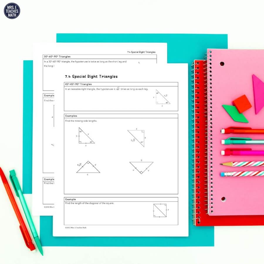 8 Ideas For Teaching Special Right Triangles Mrs E Teaches Math