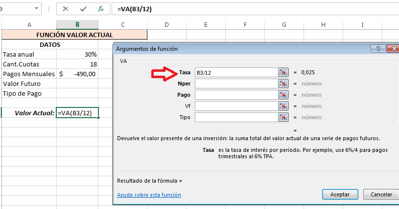 Excel Cursos Y Plantillas Contables Función Valor Actual