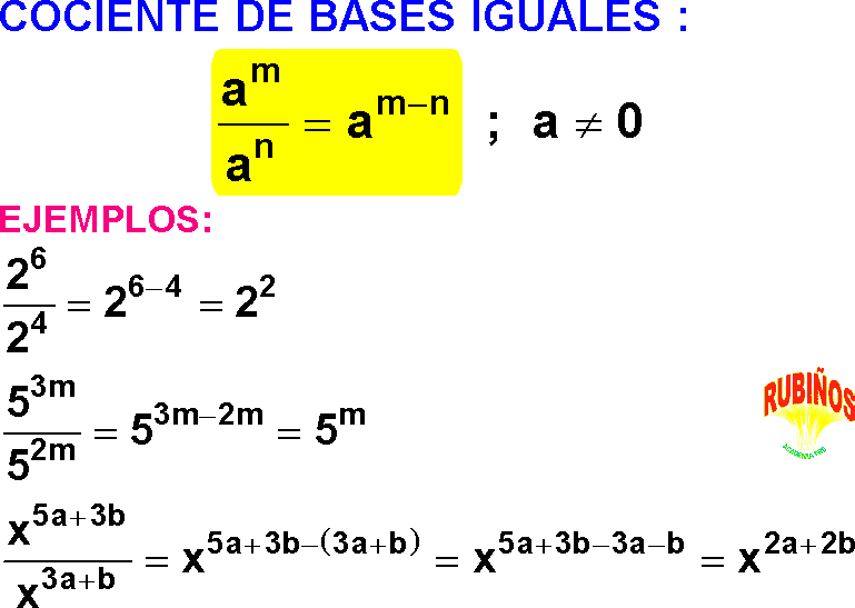 DivisiÓn De Bases Iguales Ejemplos Y Ejercicios Resueltos De