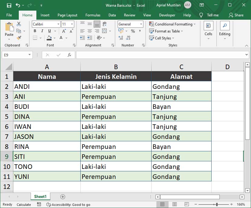 Cara Membuat Selang Seling Warna Baris Di Excel Amustilan