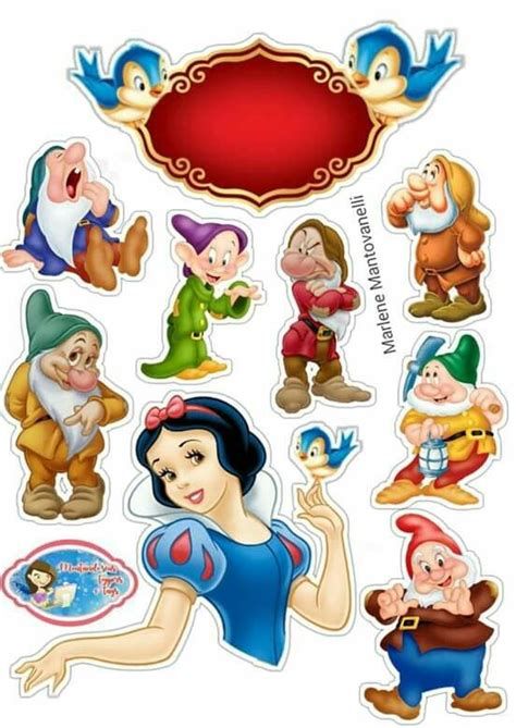 Topo De Bolo Branca De Neve E Os Sete Anões Para Editar E Imprimir