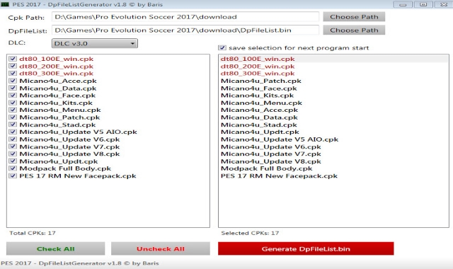 Dpfilelist Generator V18 By Baris Pes 2017