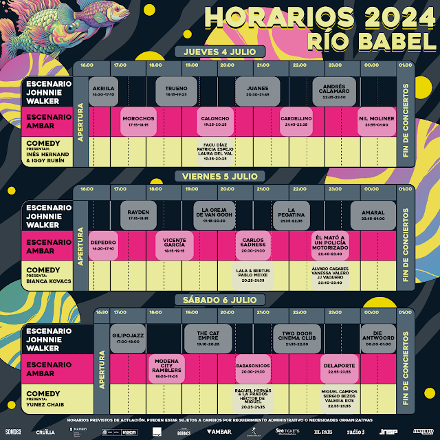 RÍo Babel 2024 Horarios