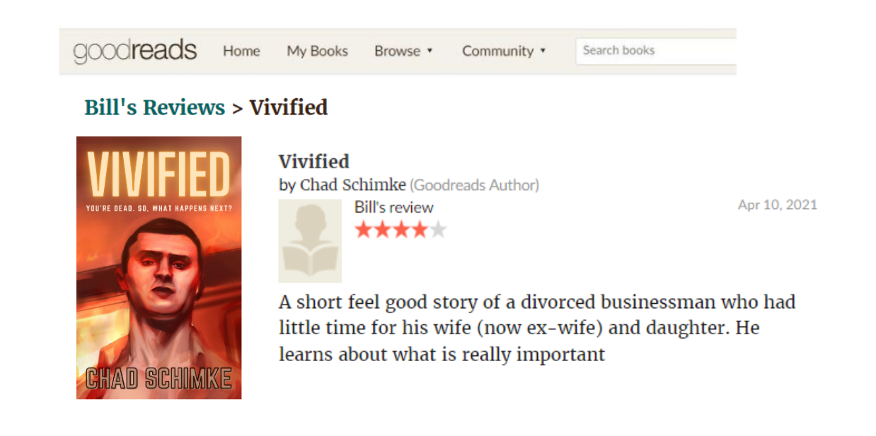 Author Chad Schimke Review Of Vivified By Bill