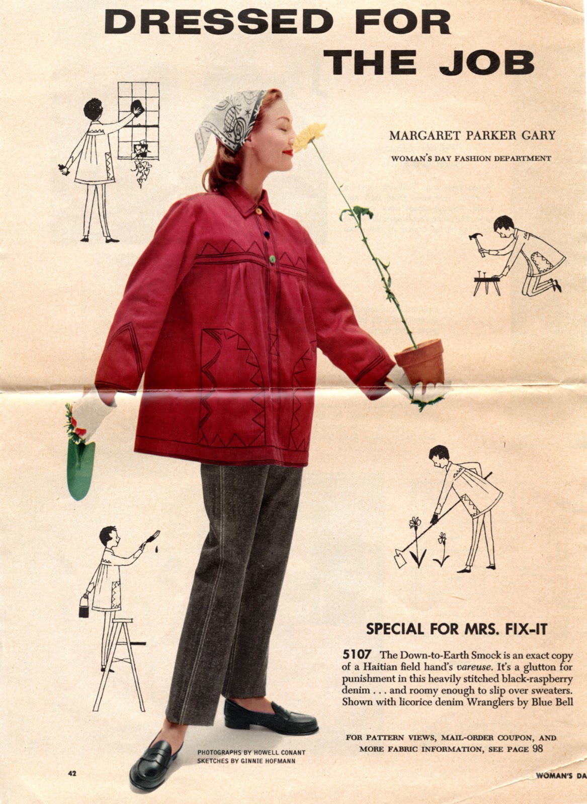 Unsung Sewing Patterns Womans Day 5107 Down To Earth Smock