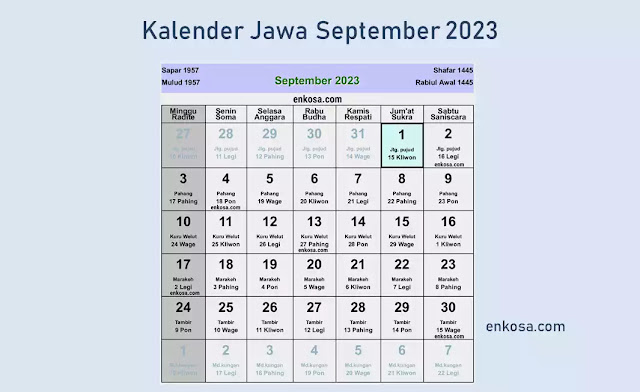 Kalender Jawa Juli 2023 Lengkap Hari Baik