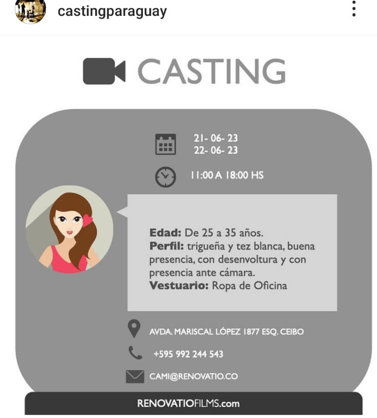 Casting En Paraguay Se Busca Mujer De 25 A 35 Años Para Importante