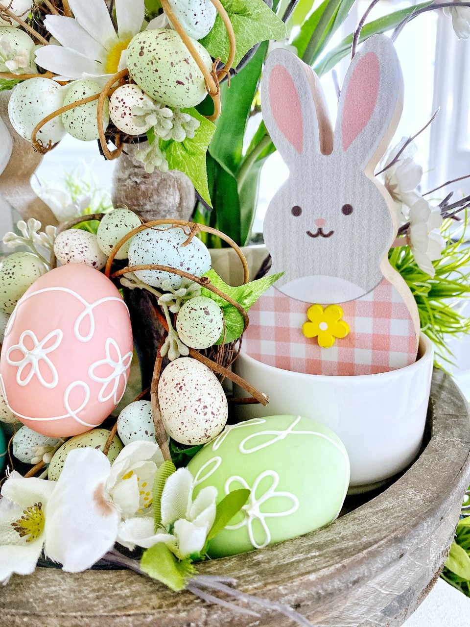 Dining Delight Easter Tiered Tray In Pastels And Gingham