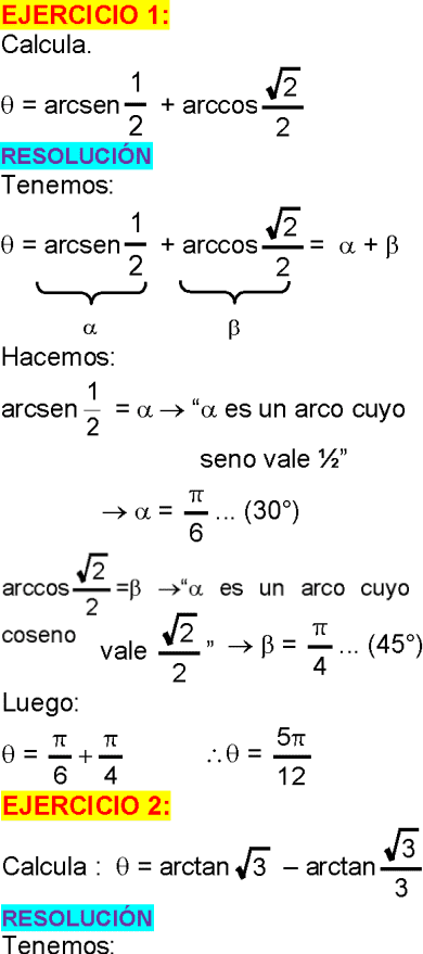 Funciones TrigonomÉtricas Inversas Ejercicios Resueltos Pdf