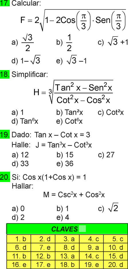 Identidades TrigonomÉtricas Ejercicios Resueltos Pdf