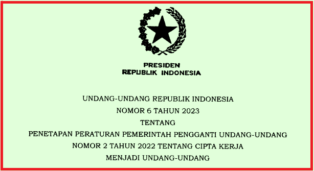 Uu Nomor 6 Tahun 2023 Tentang Penetapan Perppu Nomor 2 Tahun 2022