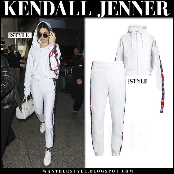 Kendall Jenner In White Hoodie And White Sweatpants At Lax On January