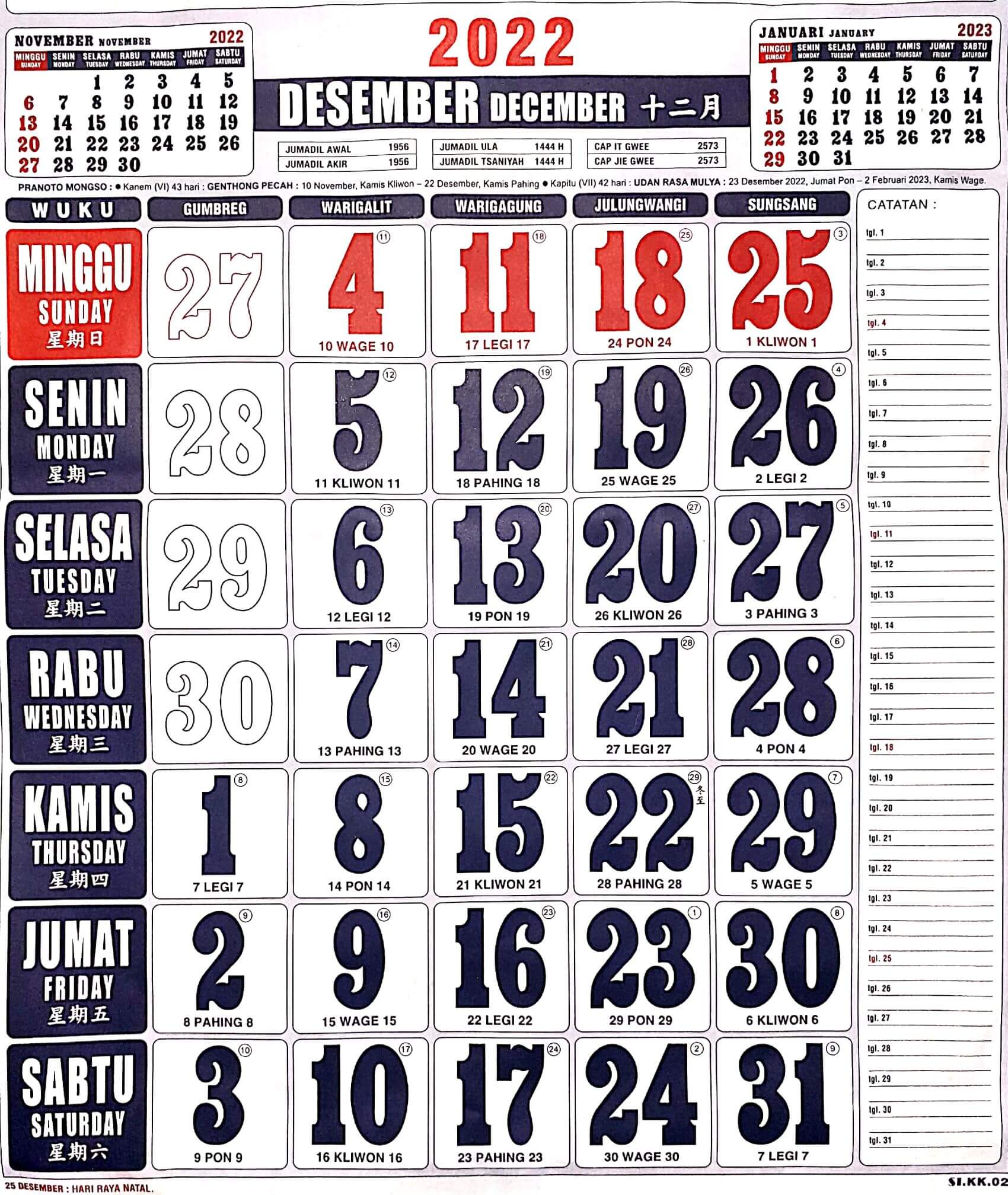 Kalender Desember 2022 Lengkap Dengan Tanggal Merah Dan Keterangannya