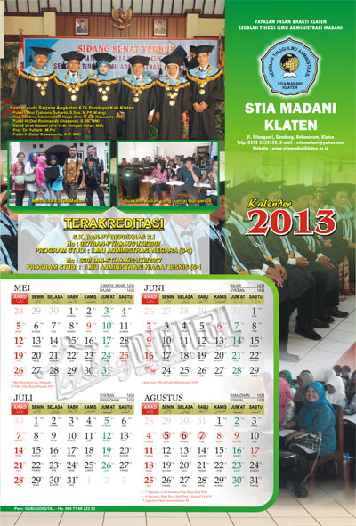 58 Desain Kalender Satu Lembar