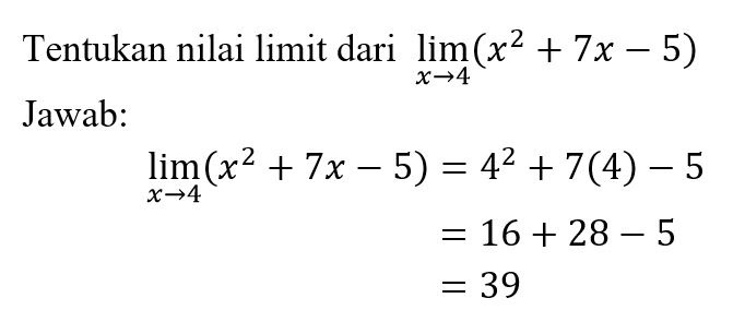 Belajar Matematika Menentukan Limit Fungsi Aljabar Dengan Substitusi