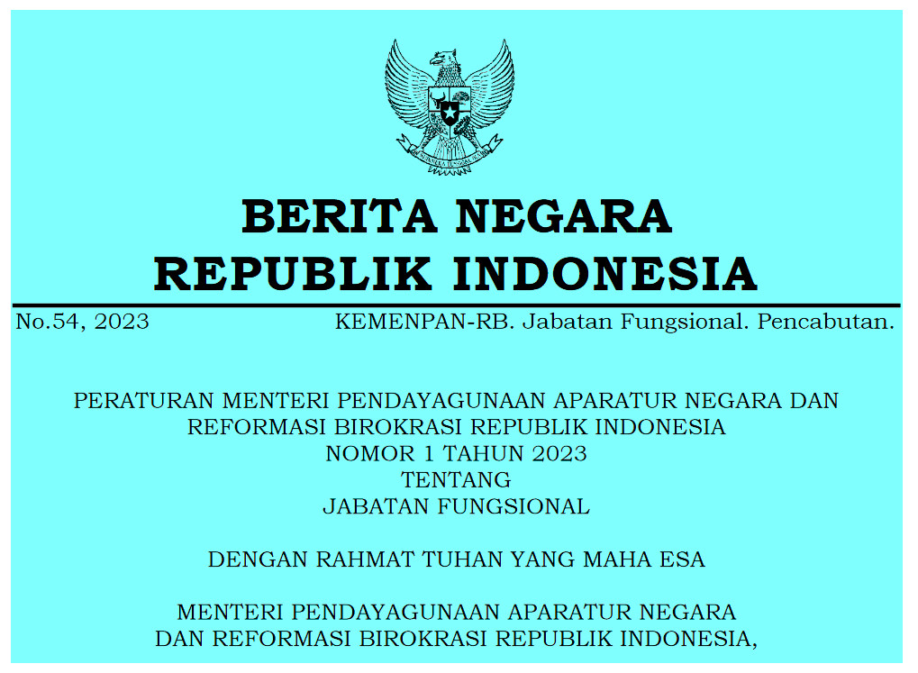 Permenpan Rb Nomor 1 Tahun 2023 Tentang Jabatan Fungsional Info Asn