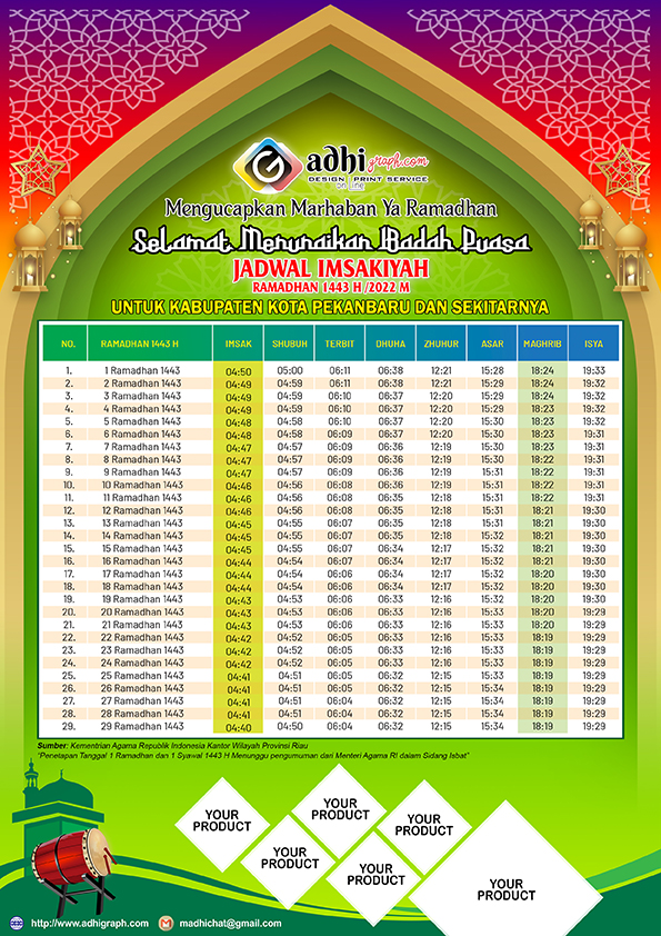 Desain Imsakiyah Ramadhan 1443 H 2022 M Kota Pekanbaru