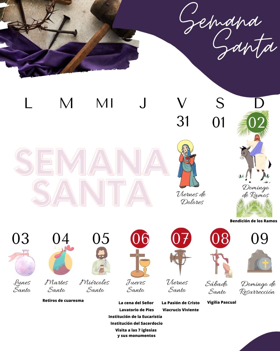 Calendario Semana Santa 2023