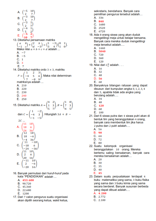 Kumpulan Soal Soal Matematika Kumpulan Soal Dan Jawaban Matematika