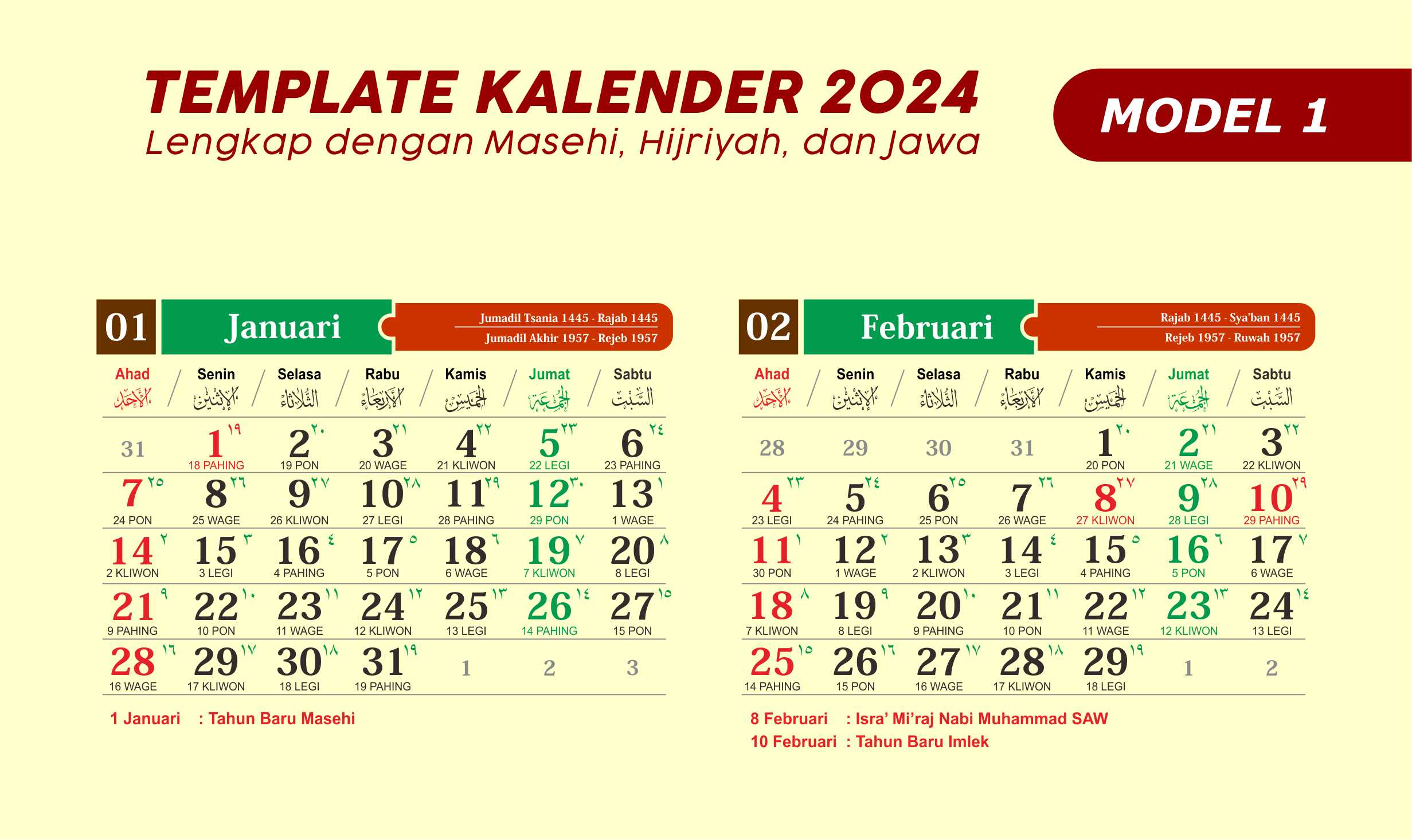Kalender 2024 Masehi Hijriyah Jawa Lengkap Dengan Hari Libur Nasional