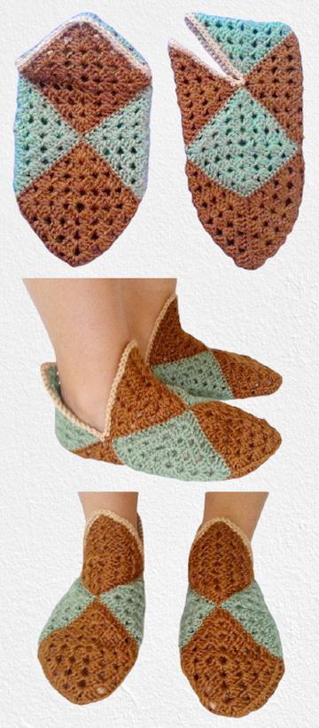 Crochet Granny Square Slippers Patterns