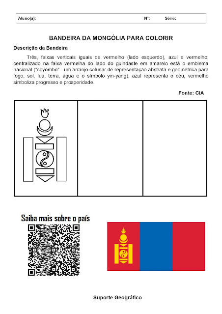 Bandeira Da Mongolia Para Colorir