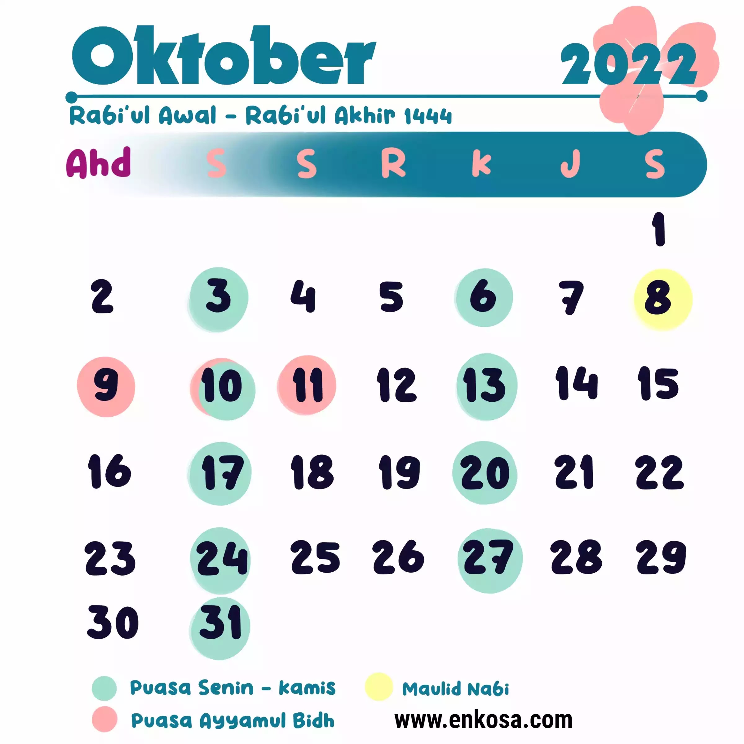 Kalender Hijriah Bulan Oktober 2022 Lengkap Jadwal Puasa