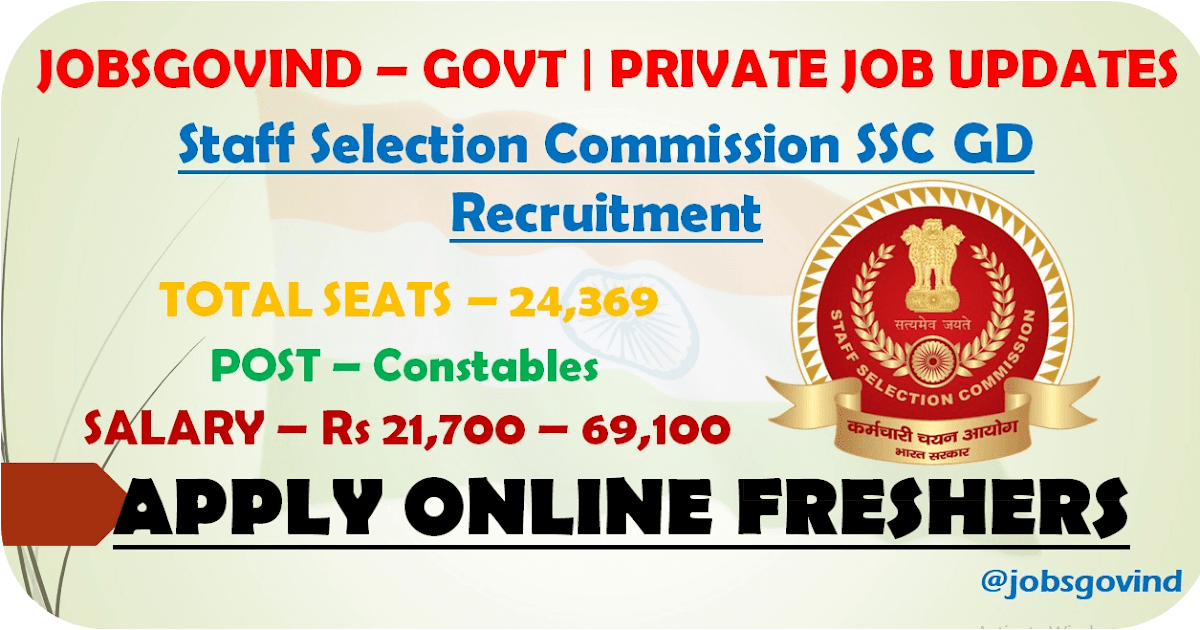 Staff Selection Commission Ssc Gd Recruitment 2023 For 26146 Constables