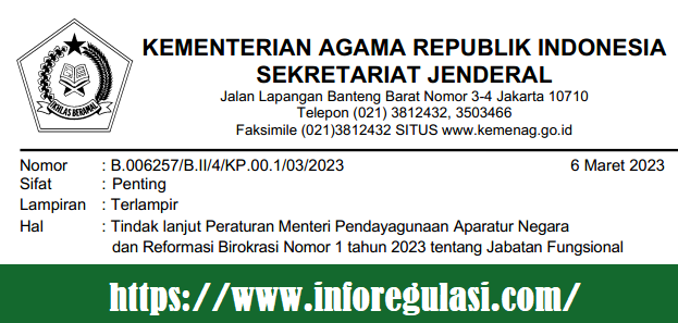 Surat Edaran Sekjen Kemenag Tentang Tindak Lanjut Permenpan Rb Nomor 1