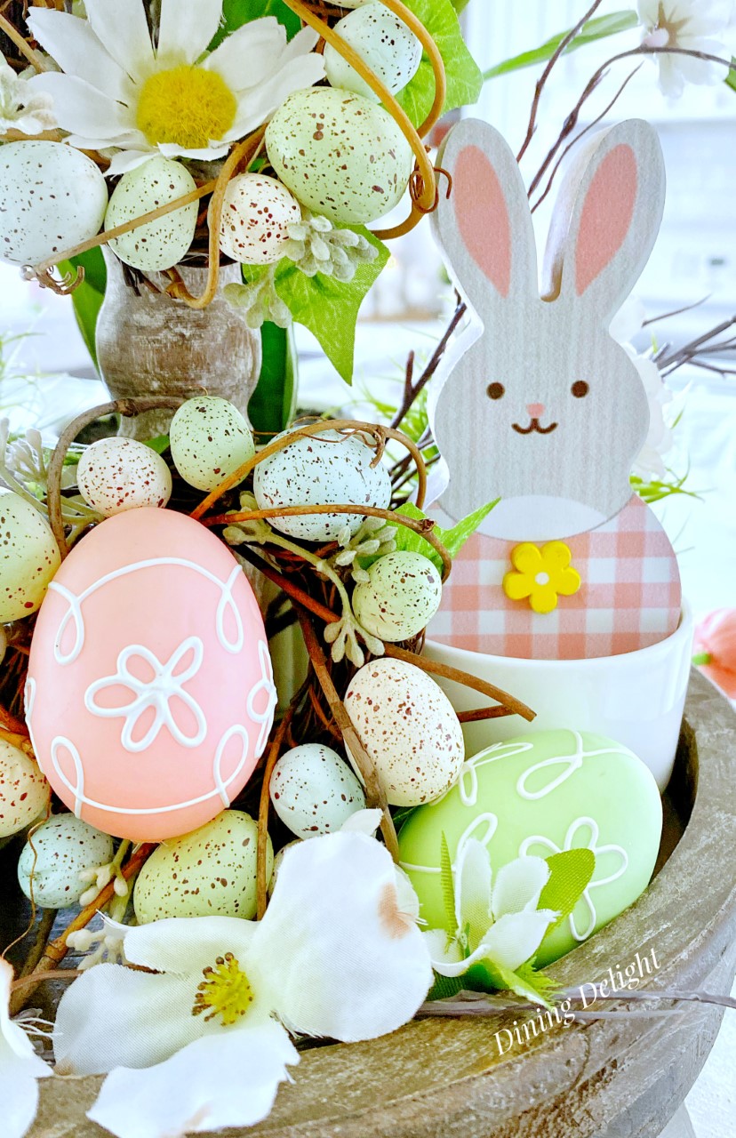 Dining Delight Easter Tiered Tray In Pastels And Gingham