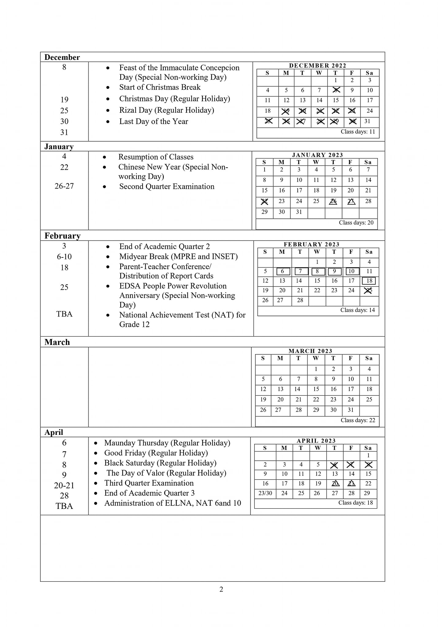 Deped School Calendar And Activities For The Year 2022 2023 English