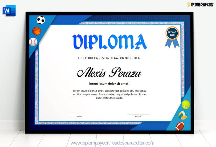 Diplomas Y Certificados Deportivos Para Editar En Word Gratis