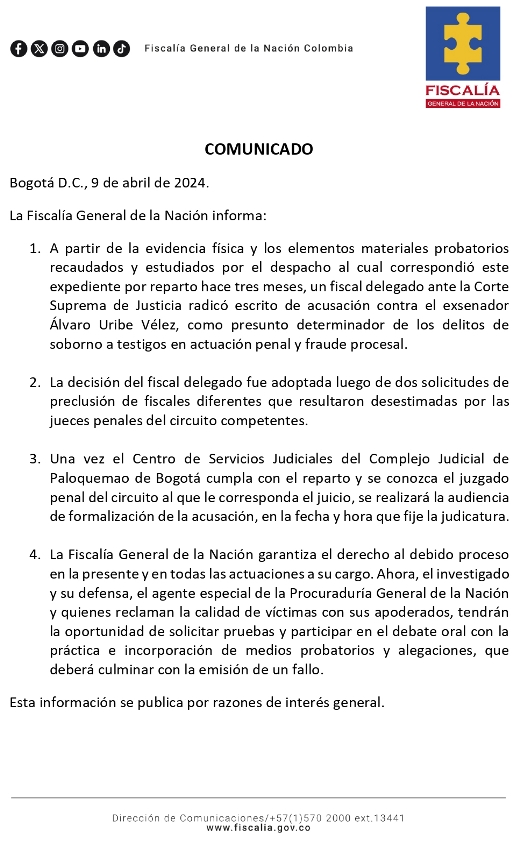 El Blog Del Ministro Fiscalía Radicó Escrito De Acusación Contra