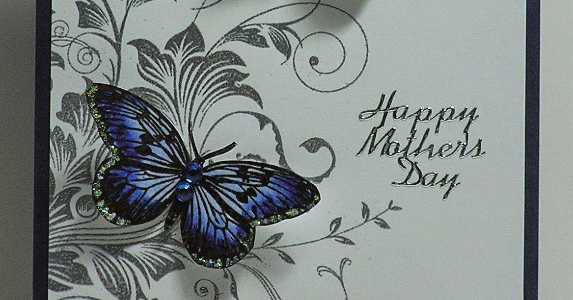 Cathys Card Spot Sparkly Blue Butterflies